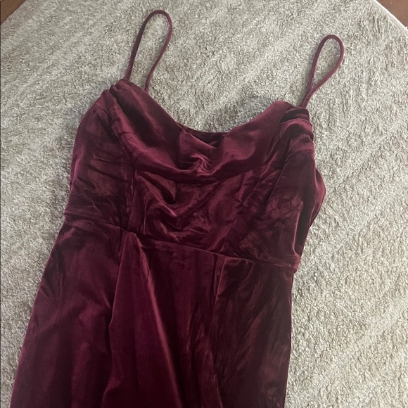 Lulus | Dresses | Lulus Burgundy Red Velvet Spaghetti Strap Cowl Neck ...